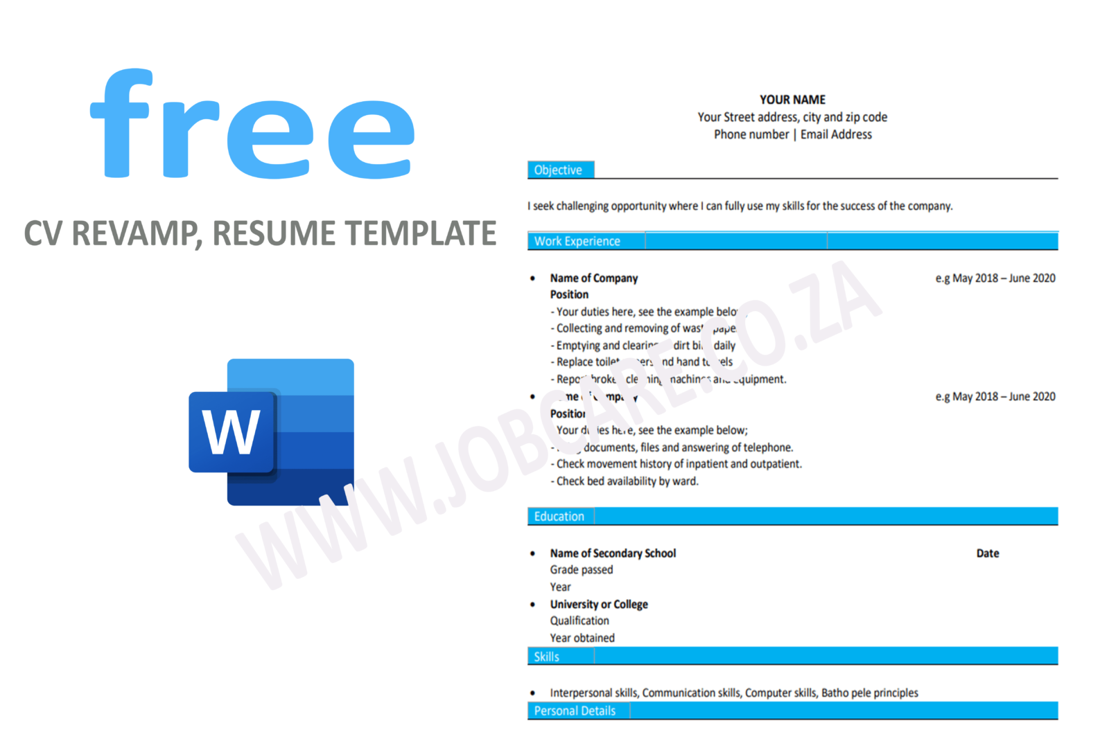 Download CV Revamp Template - FREE - Jobcare
