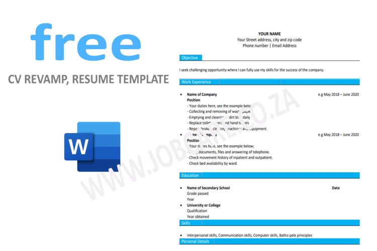 Download CV Revamp Template - FREE - Jobcare