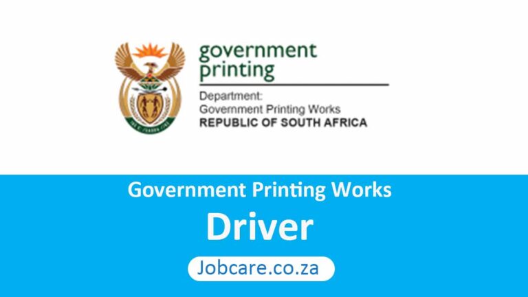 Government Printing Works: Driver - Jobcare