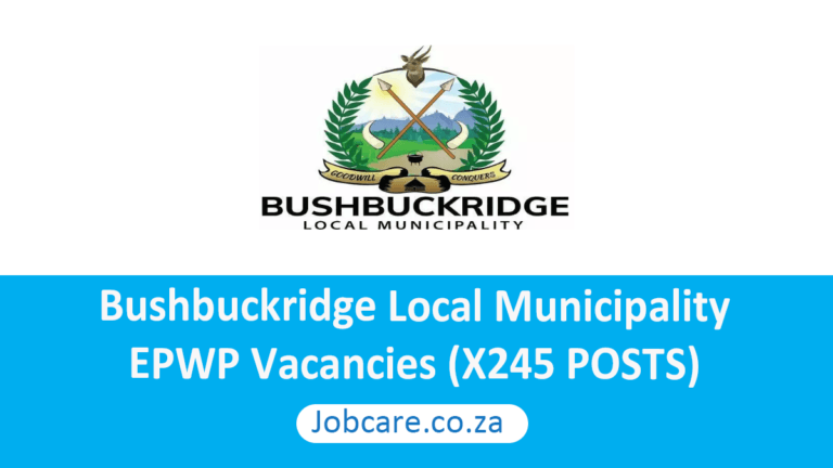Bushbuckridge Local Municipality: EPWP Vacancies (X245 POSTS) - Jobcare