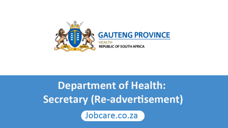 Department of Health: Secretary (Re-advertisement) - Jobcare