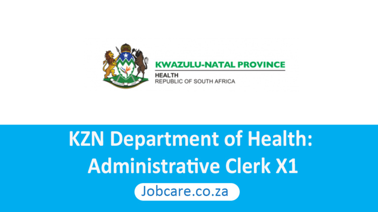KZN Department of Health: Administrative Clerk X1 - Jobcare