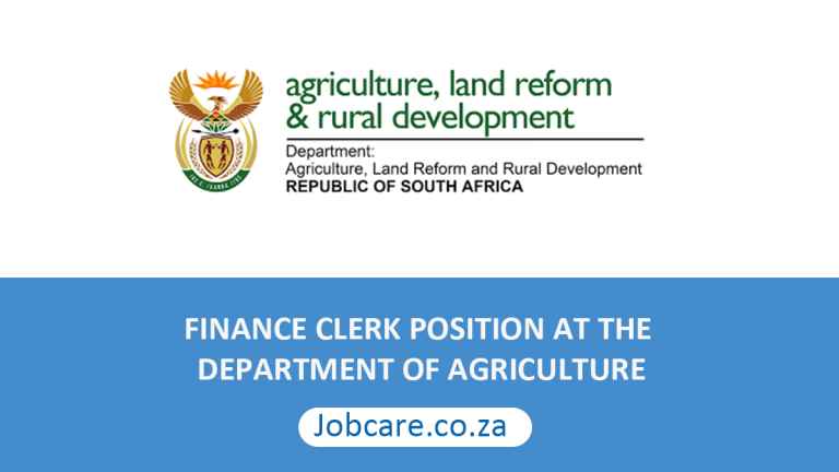 FINANCE CLERK POSITION AT THE DEPARTMENT OF AGRICULTURE - Jobcare
