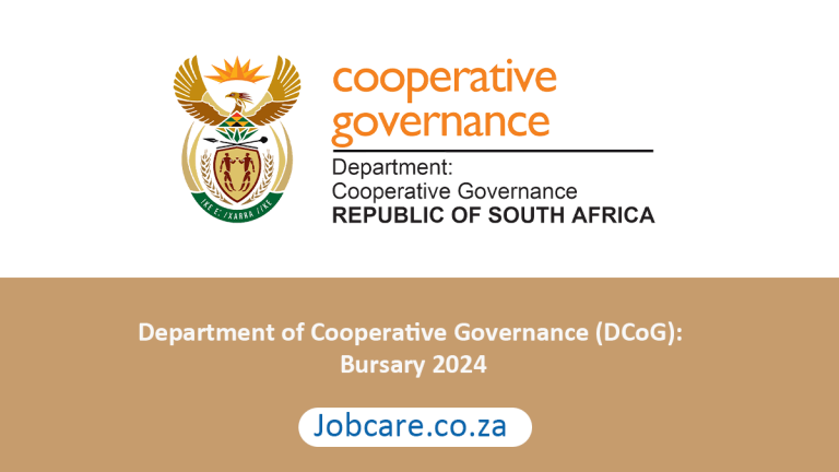 Department of Cooperative Governance (DCoG): Bursary 2024 - Jobcare
