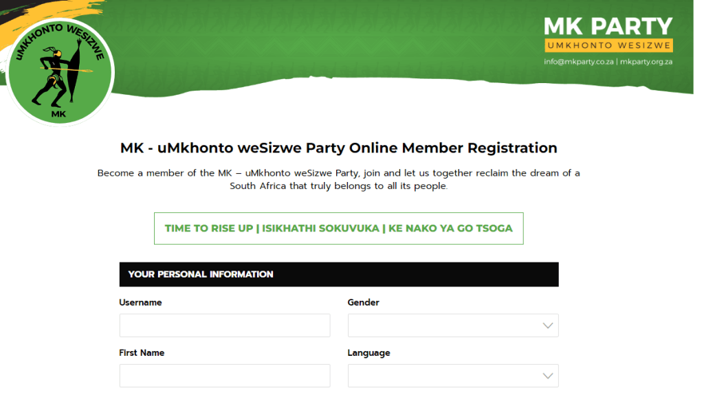 uMkhonto weSizwe Party announced the Registration system - Jobcare