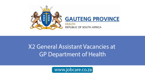 X2 General Assistant Vacancies at GP Department of Health - Jobcare