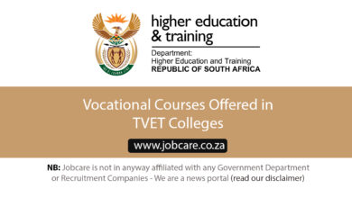 Vocational Courses Offered in TVET Colleges - Jobcare